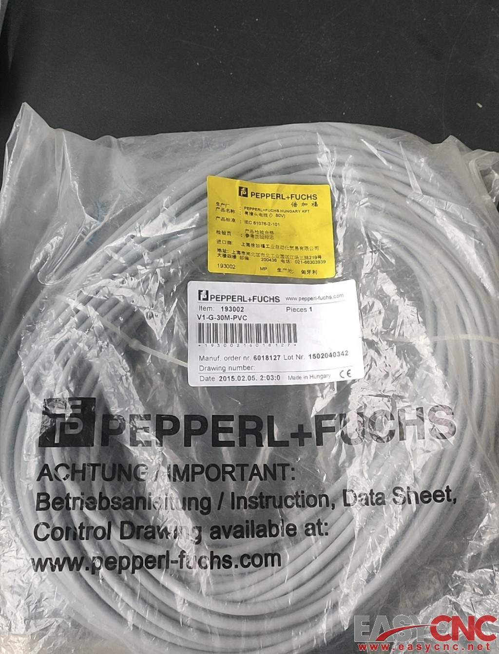 EASYCNC ONLINE SHOPPING V1-G-30M-PVC Pepperl + Fuchs cable New